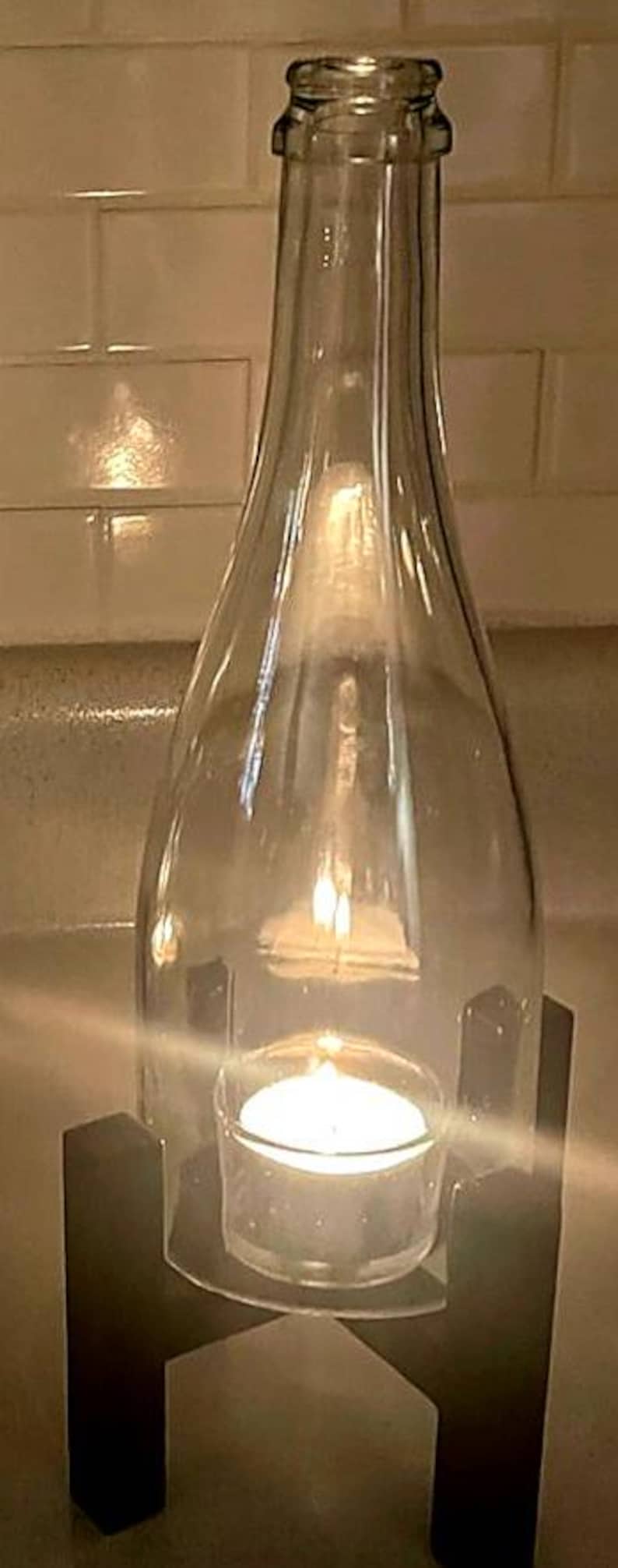 Sustainable Bottle Candle Holder | Hand-cut Eco-friendly Decor | Tea ...