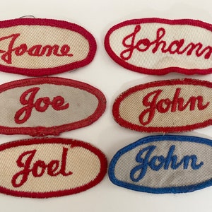 Vintage "j" Names Embroidered Oval Uniform Name Patches - Men's & Women ...