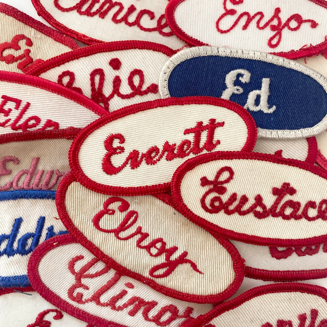 Vintage "e" Names Embroidered Oval Uniform Name Patches - Men's & Women ...