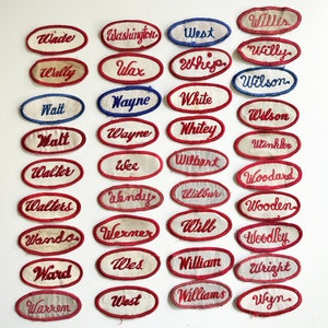 Vintage "w" Names Embroidered Oval Uniform Name Patches - Men's & Women ...