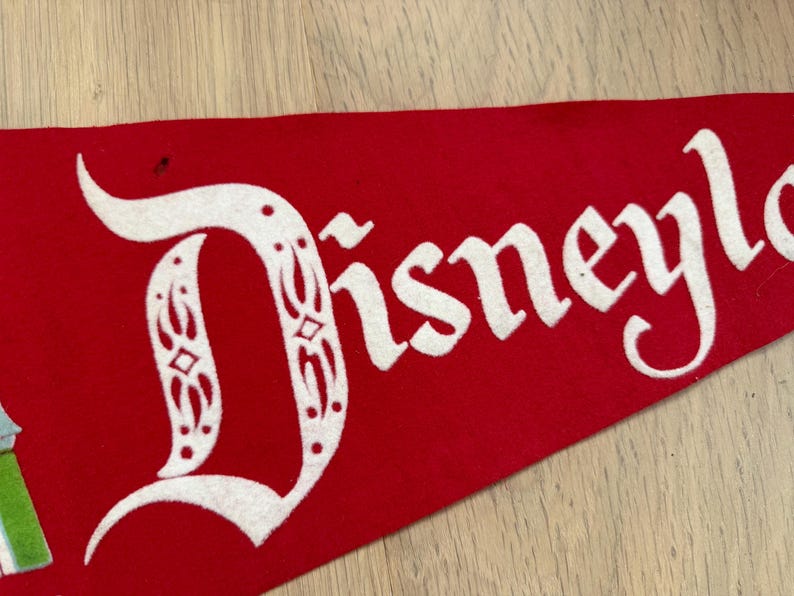 Vintage 1960's Disneyland Red Felt Pennant - 28" - Wall Decor ...
