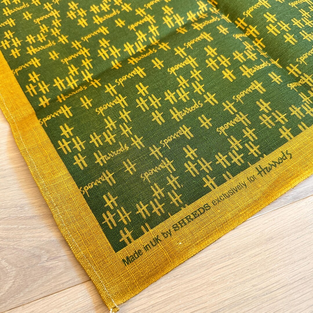 Vintage 70's Harrods UK Department Store Linen Tea Towel - Iconic H ...