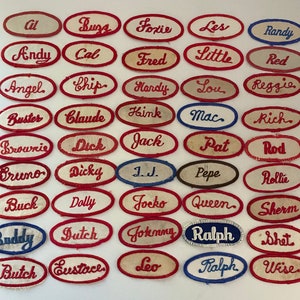 NEW NAMES! Vintage Embroidered Oval Uniform Name Patches - Fun Names ...