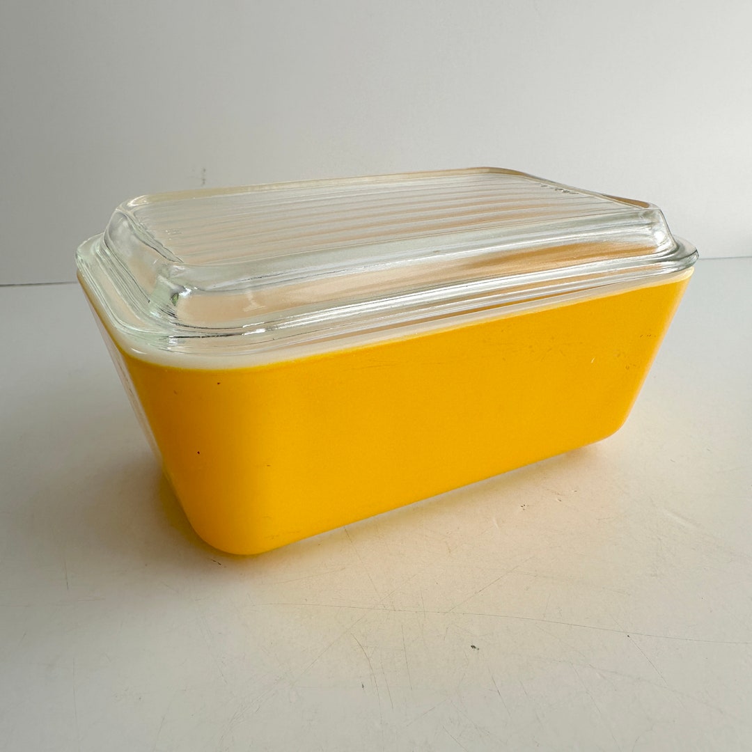 Vintage Pyrex Orange Yellow Daisy Citrus #502 Refrigerator Fridgie Dish ...