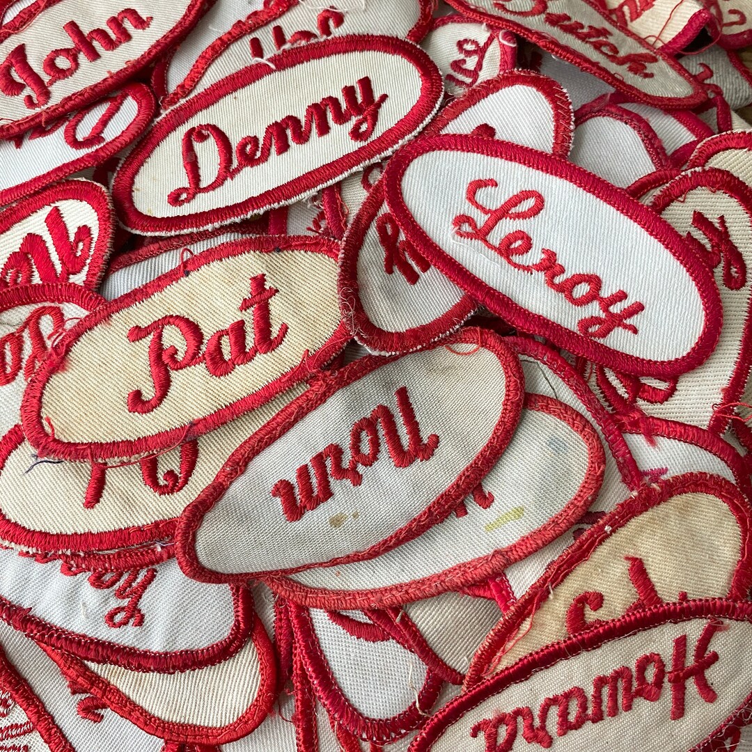 RESTOCKED! Bulk Vintage Red Embroidered Oval Uniform Name Patches - 25 ...