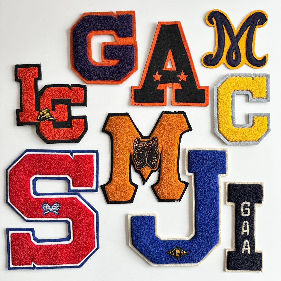 More Vintage 50's Wool Varsity Letter Patches - CHOOSE ONE - Letterman ...