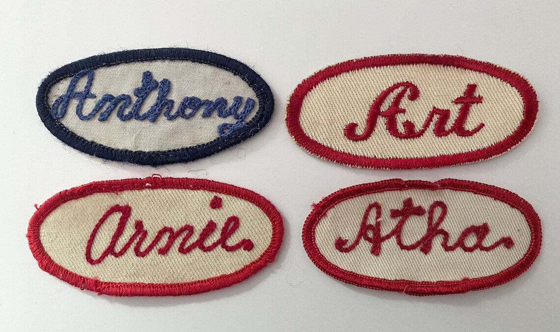 Vintage "a" Names Embroidered Oval Uniform Name Patches - Men's & Women ...