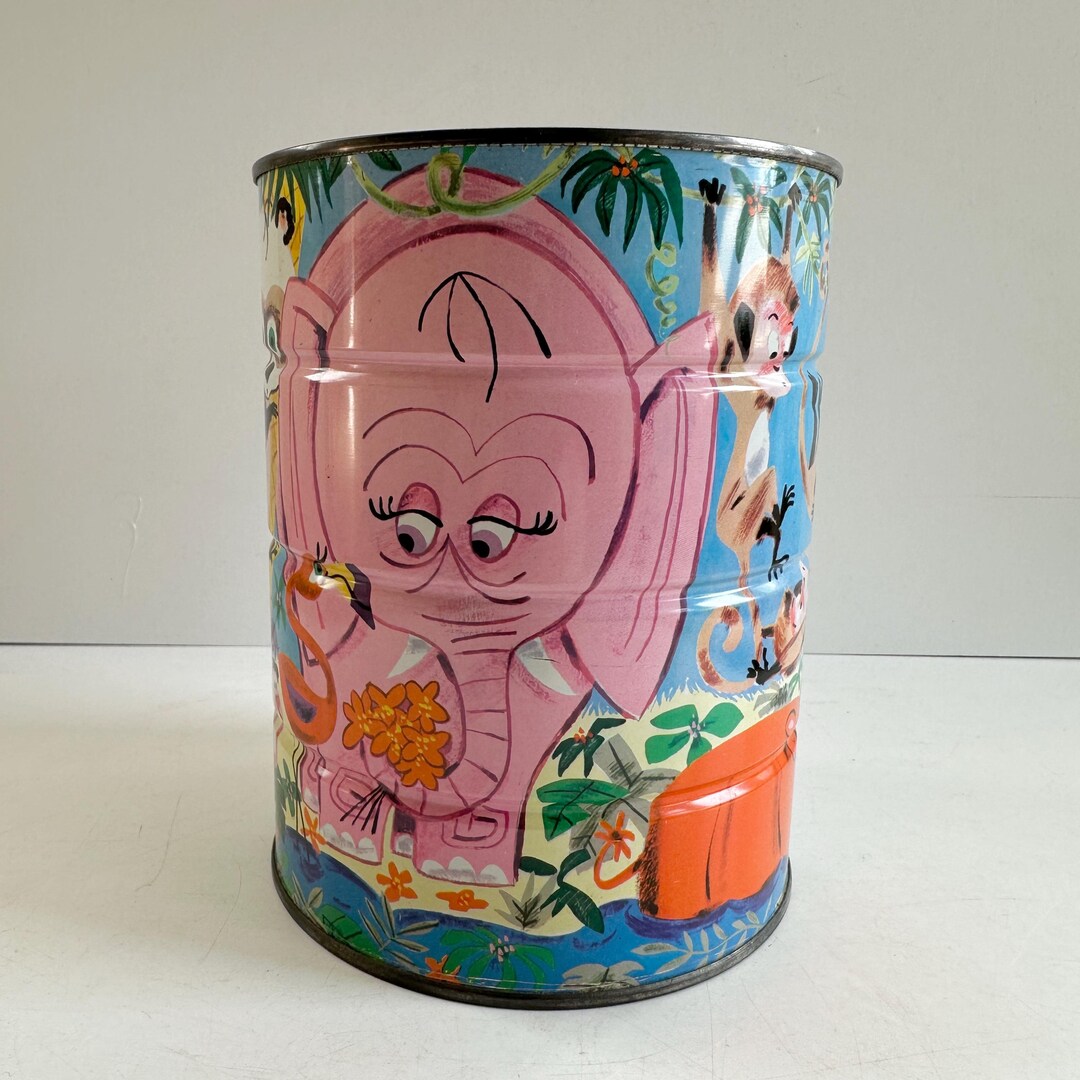 Vintage Folger's Coffee Jungle Animals Large Coffee Can Tin - Charming ...
