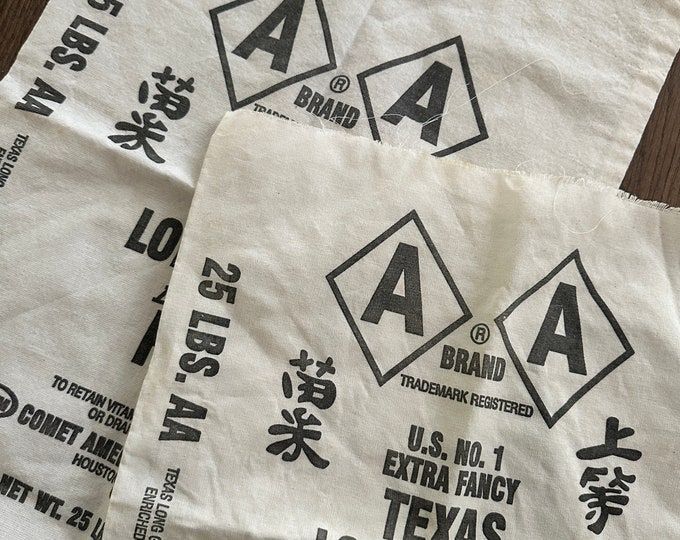 Vintage PAIR of Rice Cloth Sacks Bags AA Brand Texas Long Grain 25 Lb ...