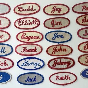 Vintage Embroidered Oval Uniform Name Patches - Men's Names - CHOOSE ...