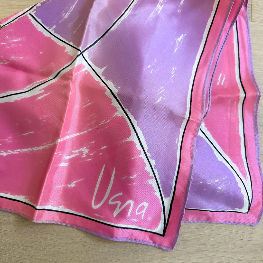 Vintage Vera Neumann Pink & Purple Graphic Neck Scarf - 1970's - Signed ...