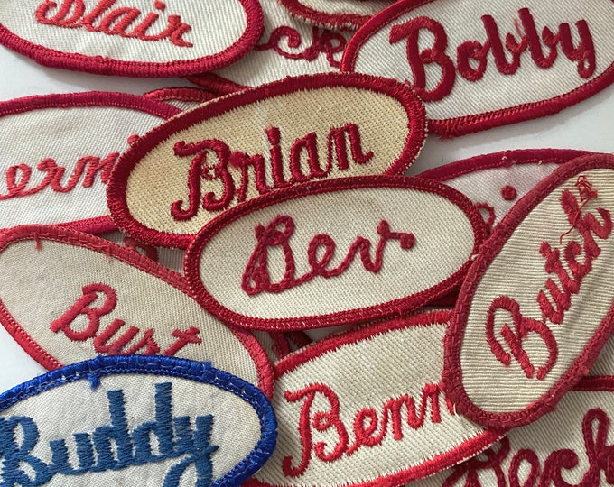 Vintage b Names Embroidered Oval Uniform Name - Etsy