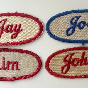 Vintage Embroidered Oval Uniform Name Patches - Men's Names - CHOOSE ...