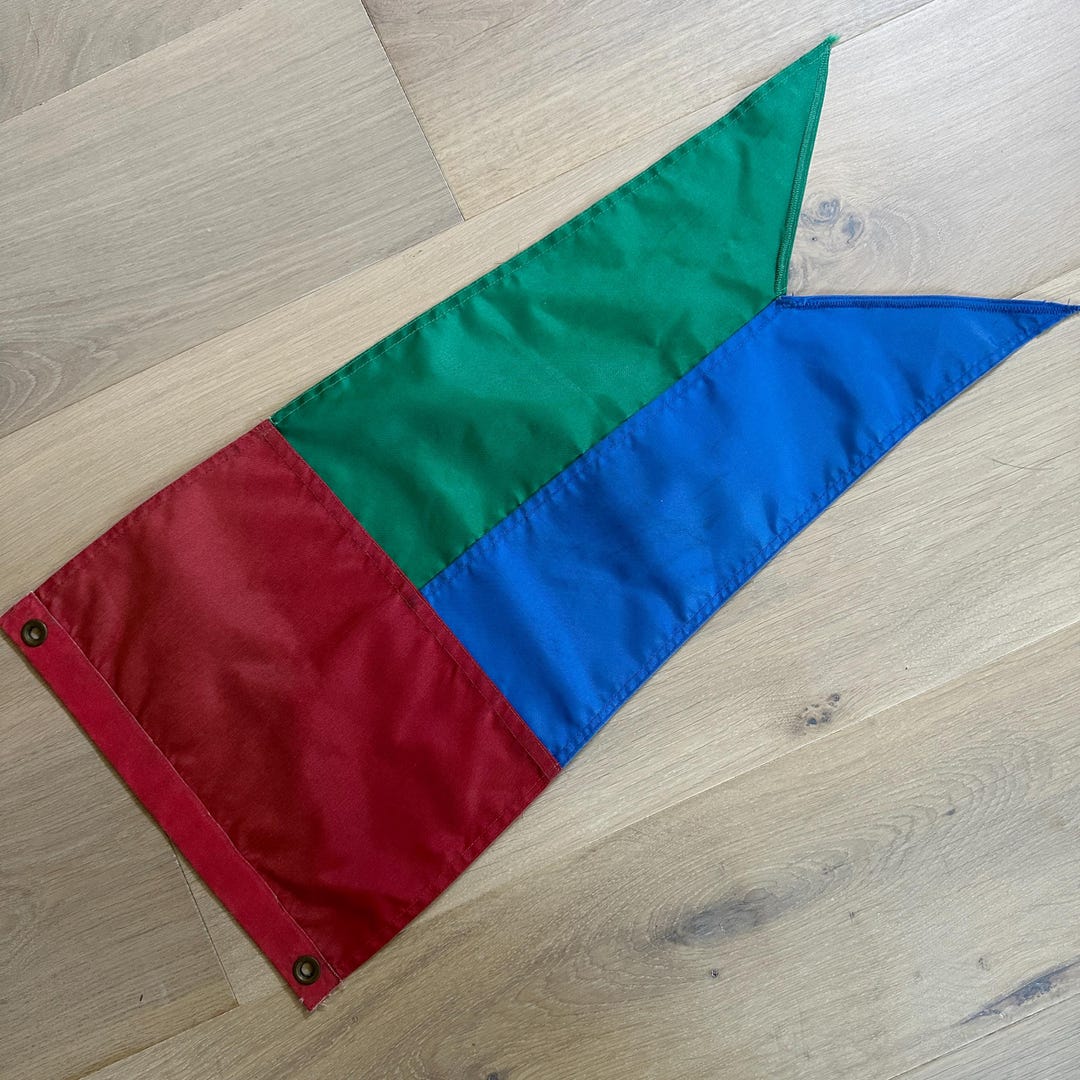 Vintage 70's Green/blue/red Nautical Yacht Club Burgee Flag 12x25 ...