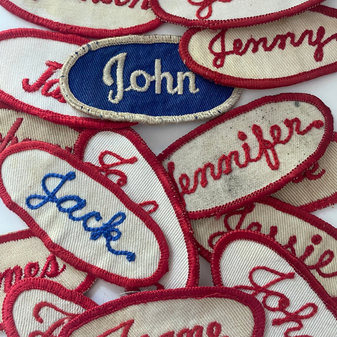 Vintage j Names Embroidered Oval Uniform Name - Etsy