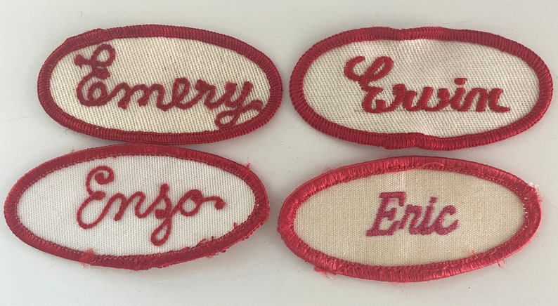 Vintage "e" Names Embroidered Oval Uniform Name Patches - Men's & Women ...