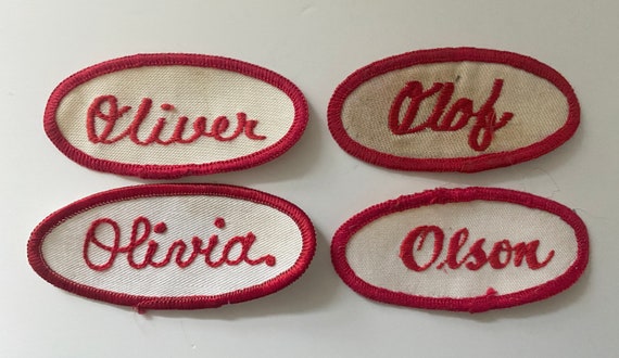 Vintage "O" Names Embroidered Oval Uniform Name Patch… - Gem