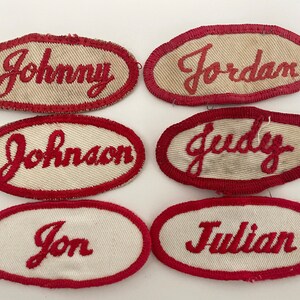 Vintage "j" Names Embroidered Oval Uniform Name Patches - Men's & Women ...