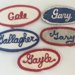 Vintage "g" Names Embroidered Oval Uniform Name Patches - Men's & Women ...