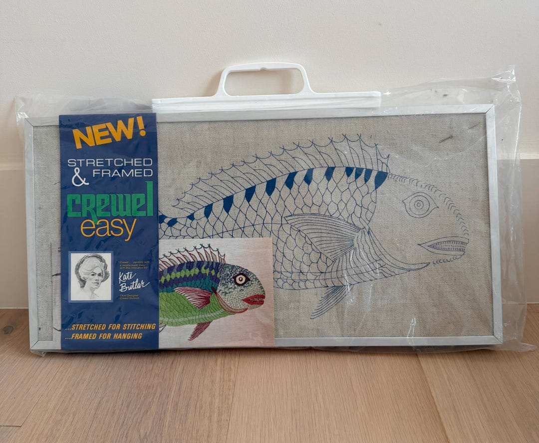 Amazing Vintage 60’s Large CREWEL EASY Colorful Fish "scaley-wag" Kit ...