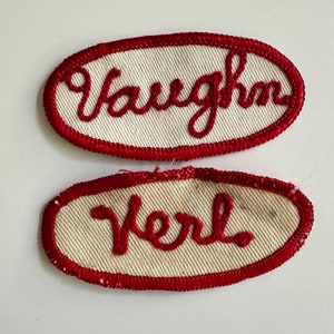 Vintage "v" Names Embroidered Oval Uniform Name Patches - Men's & Women ...