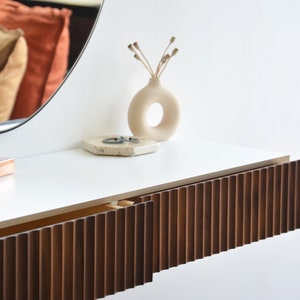 Minimalist Fluted Dressing Table / Fluted Console Table With Walnut ...