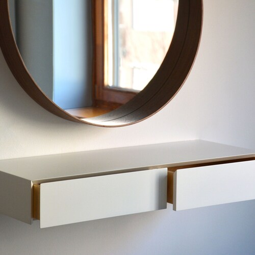 Minimalist White Floating Dressing Table / Vanity Shelf With - Etsy