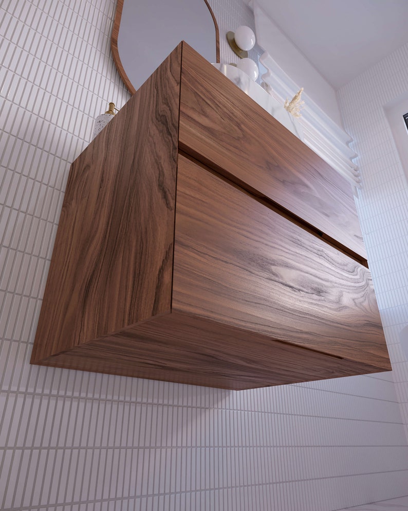 Floating Bathroom Vanity With 2 Drawers / Walnut Oak - Etsy