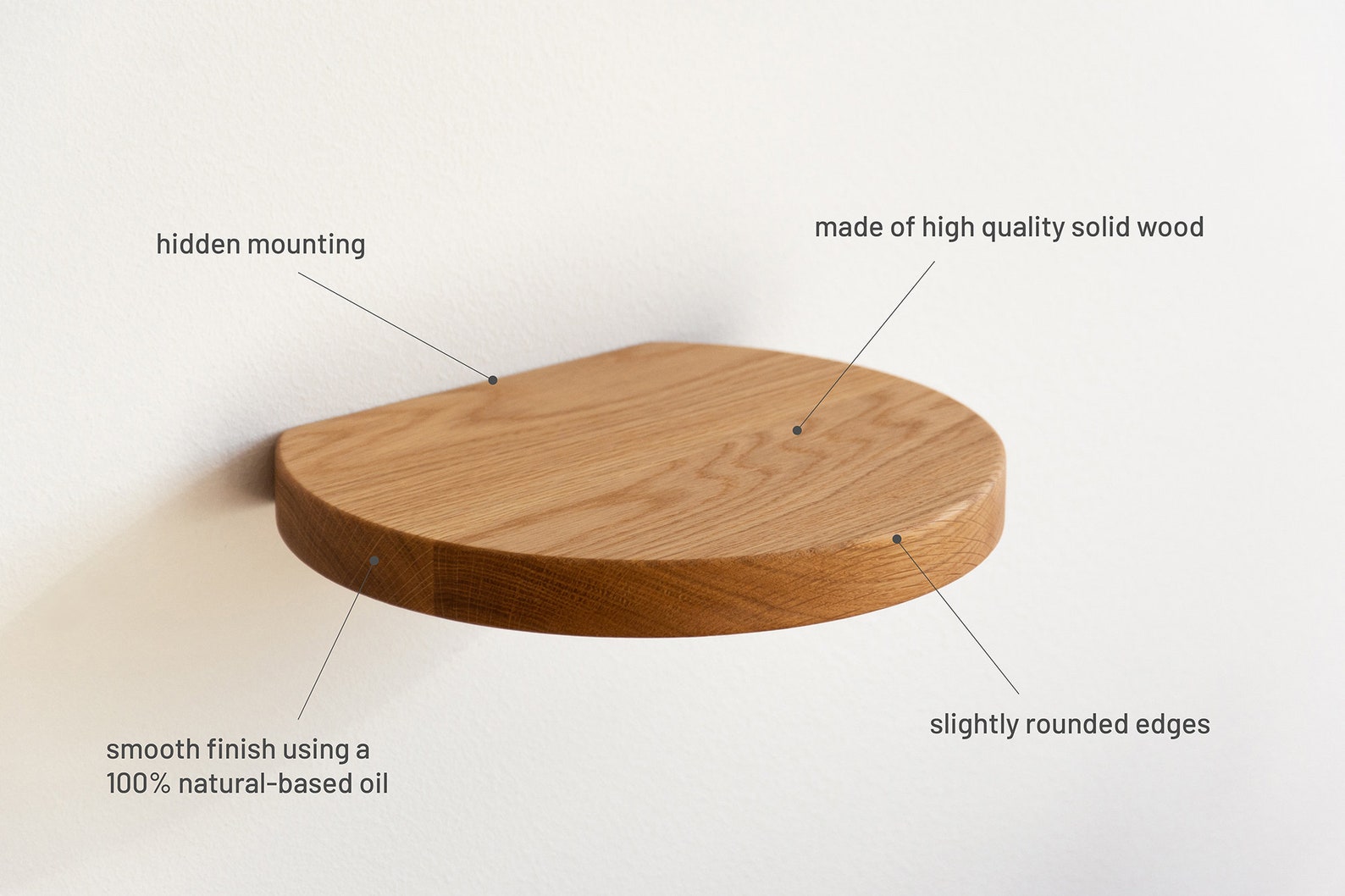 Shelf With a Meaning: CUT-OFF CIRCLE, Floating Shelf Made of Oak or ...