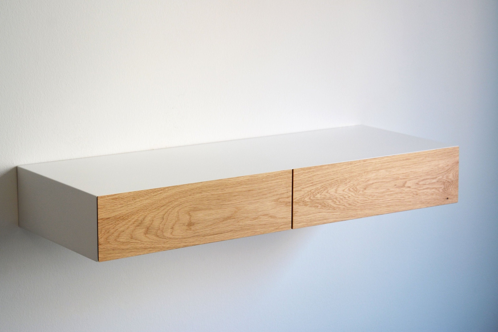 Minimalist White Floating Dressing Table With Oak Drawers - Etsy