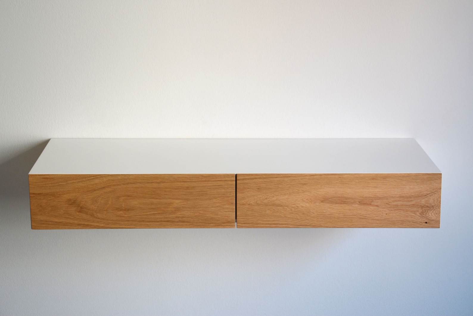 Minimalist White Floating Dressing Table With Oak Drawers - Etsy