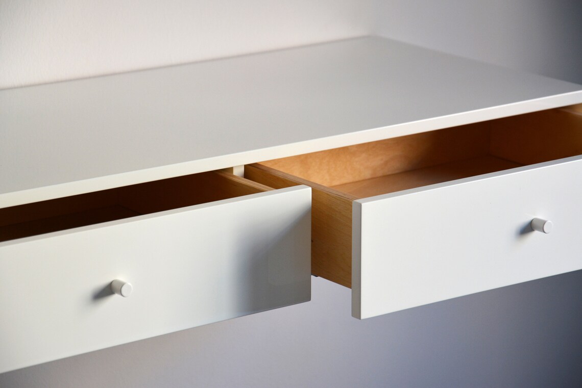 High Gloss Floating Makeup Table With Soft-close Drawers - Etsy