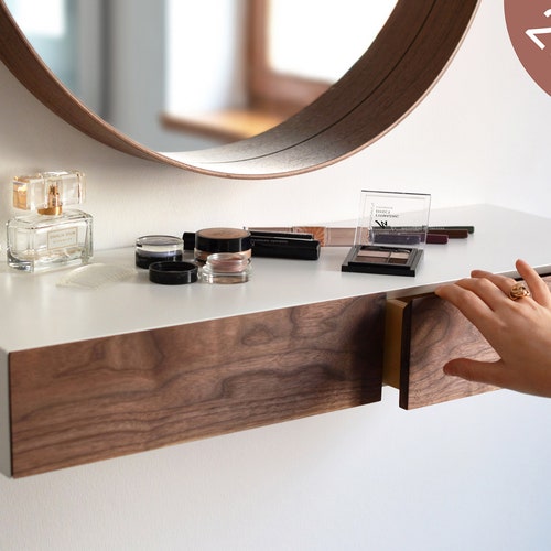 Minimalist White Floating Dressing Table / Vanity Shelf With - Etsy