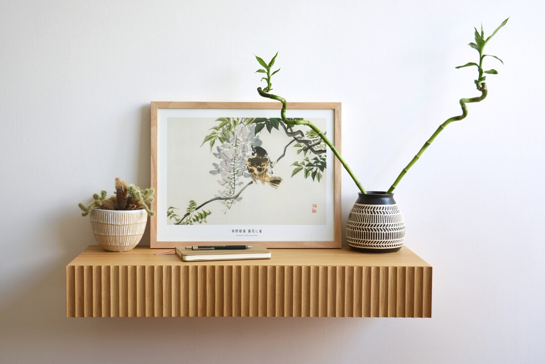 Fluted Console Table With Drawers, Made of Oak, Floating Design - Etsy