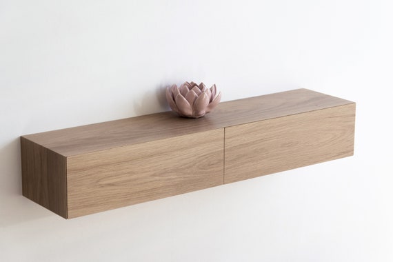 Floating Entryway Shelf Narrow Entryway Table With Hidden Drawers White Oak Color Japandi Minimalist Etsy Canada