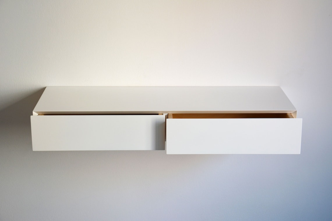 Minimalist White Floating Dressing Table / Vanity Shelf | Etsy Canada