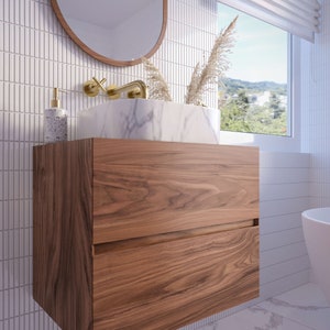 Floating Bathroom Vanity With 2 Drawers / Walnut, Oak - Etsy