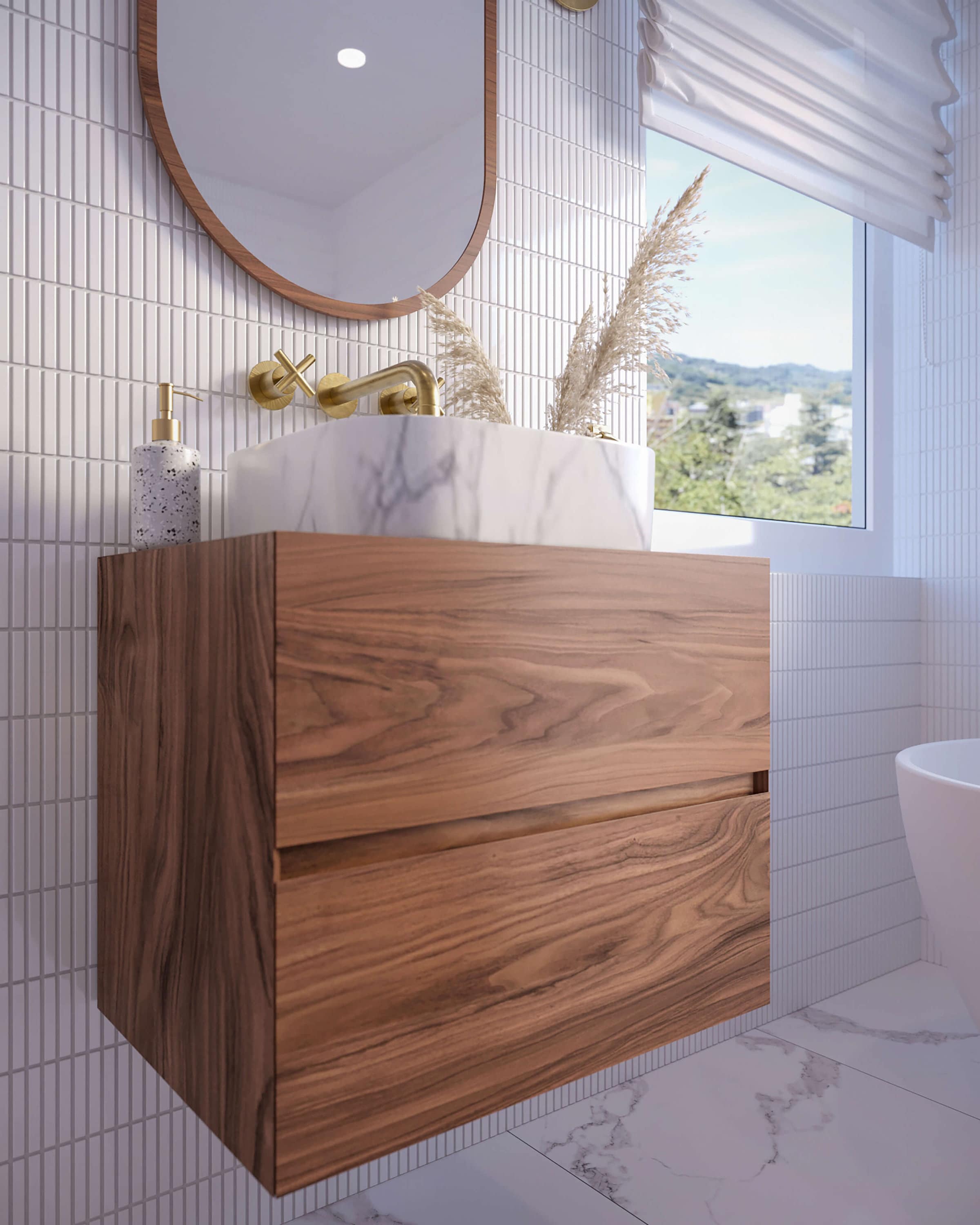 Floating Bathroom Vanity With 2 Drawers / Walnut Oak - Etsy