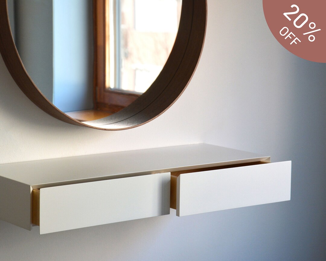 Minimalist White Floating Dressing Table Vanity Shelf With Sweden ...