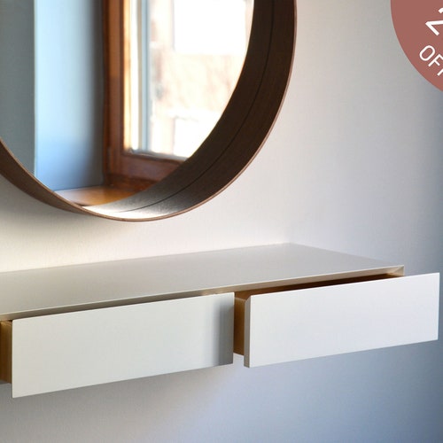 Minimalist White Floating Dressing Table / Vanity Shelf With - Etsy
