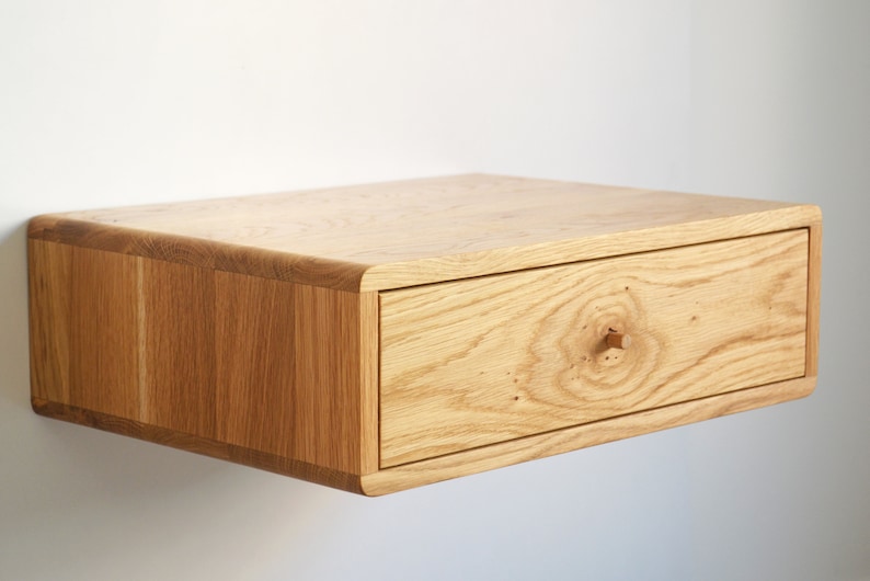 Retro Oak Floating Nightstand With Drawer Select Size - Etsy