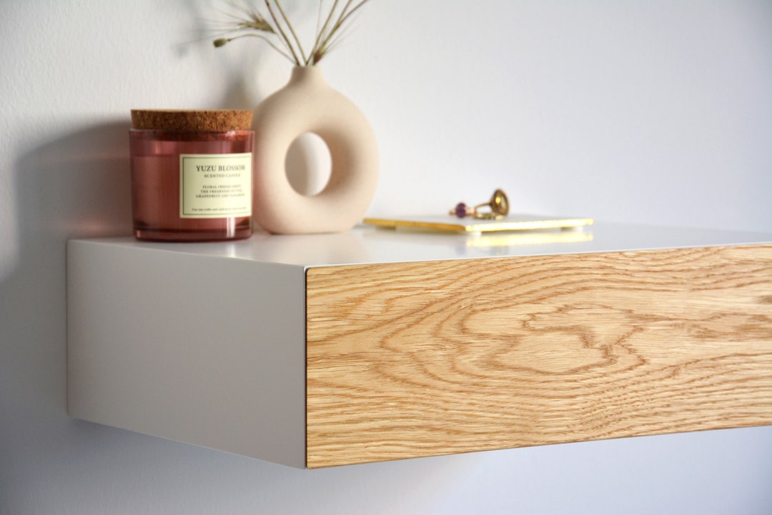 Minimalist Floating Nightstand With Oak Drawer Various Sizes - Etsy