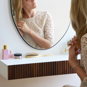 Minimalist Fluted Dressing Table / Fluted Console Table With Walnut ...