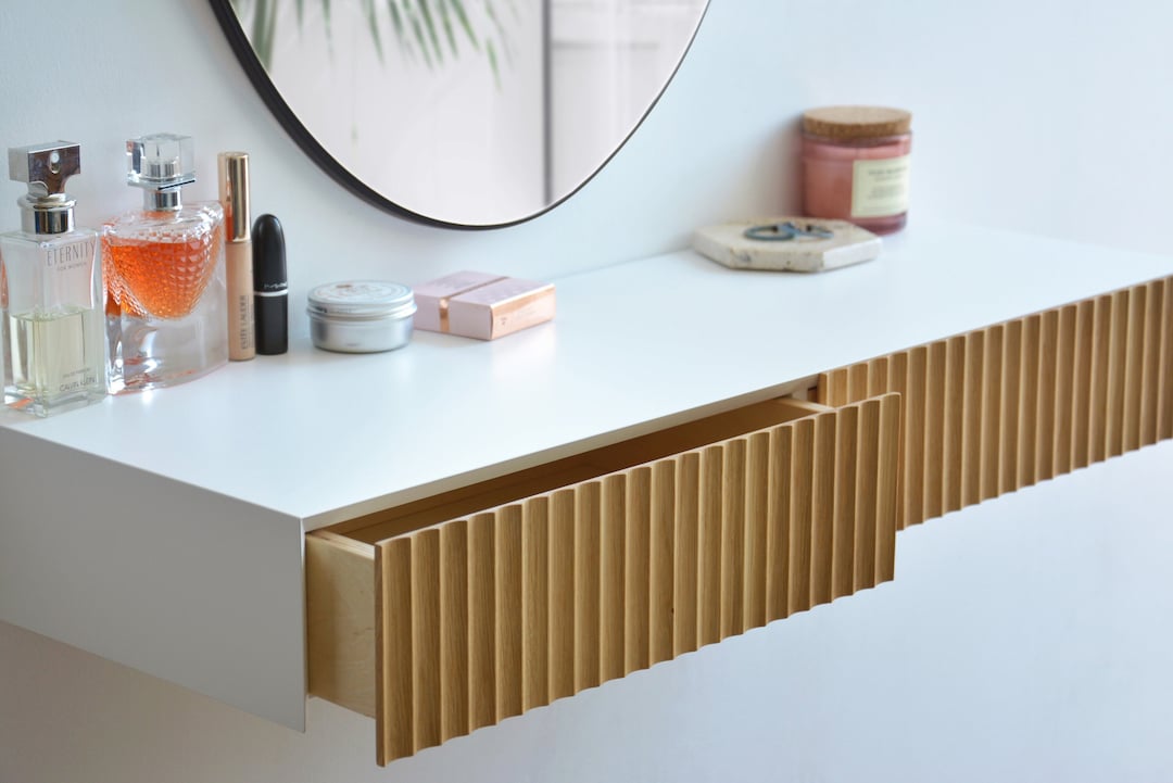 Minimalist Fluted Dressing Table / Fluted Console Table With Oak ...