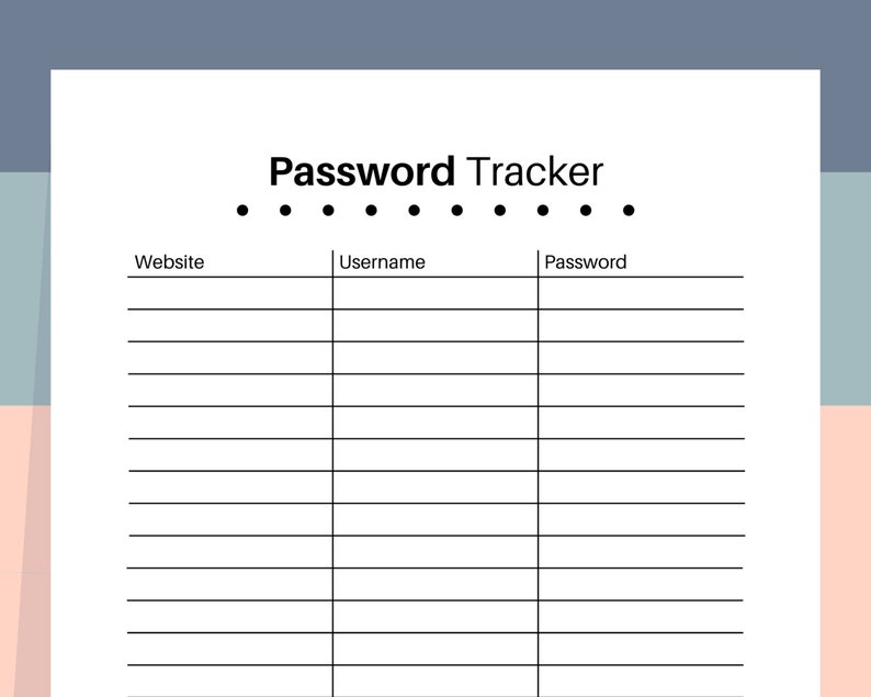 Password Tracker Printable, Username Keeper, Password Organizer ...