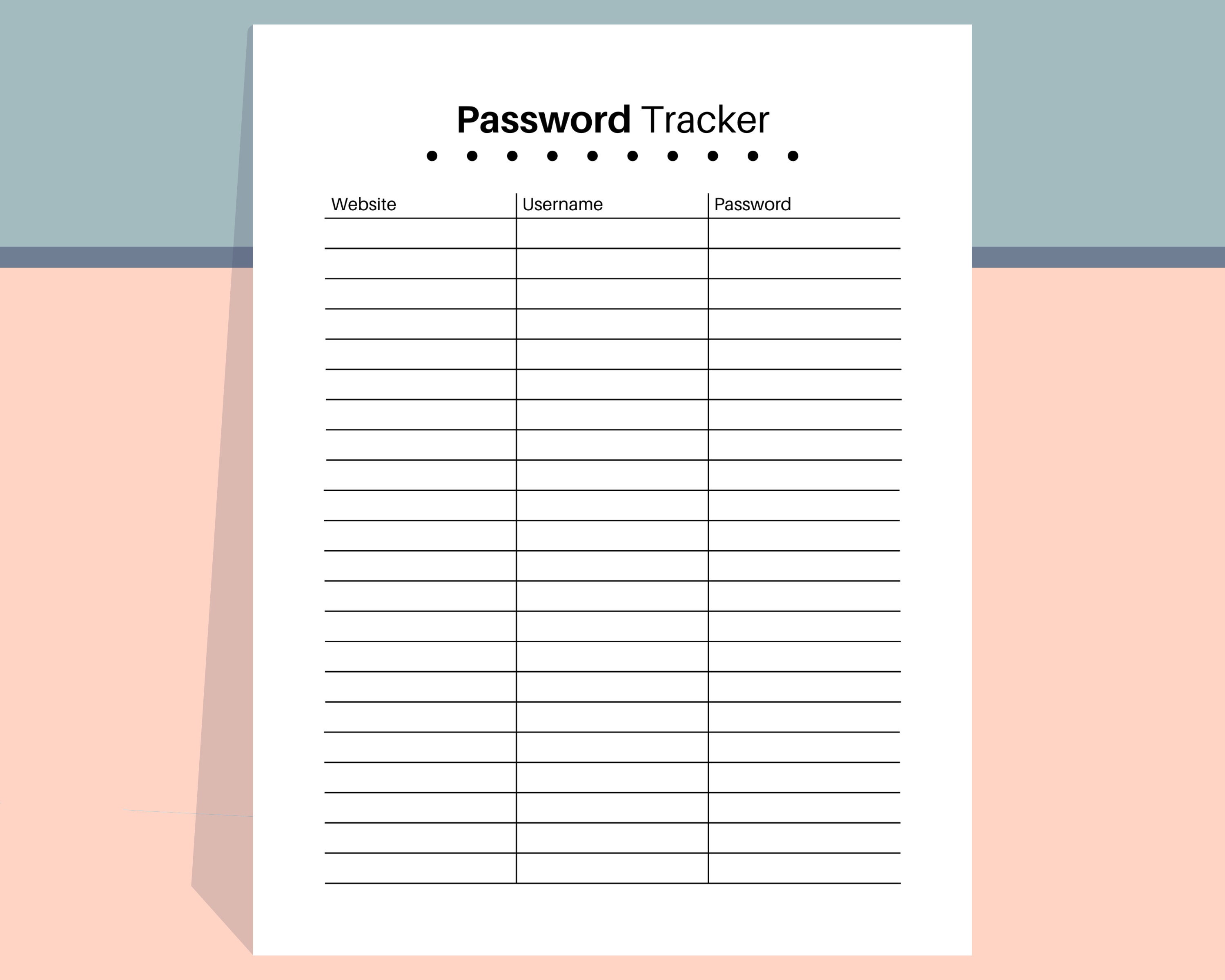 Password Tracker Printable, Username Keeper, Password Organizer ...