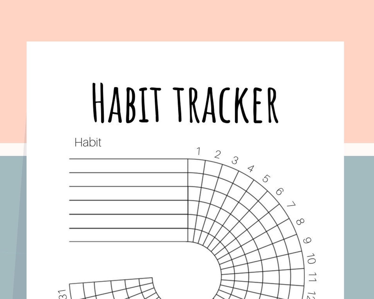 Circular Habit Tracker, Round Monthly Habit Log, Printable Self ...