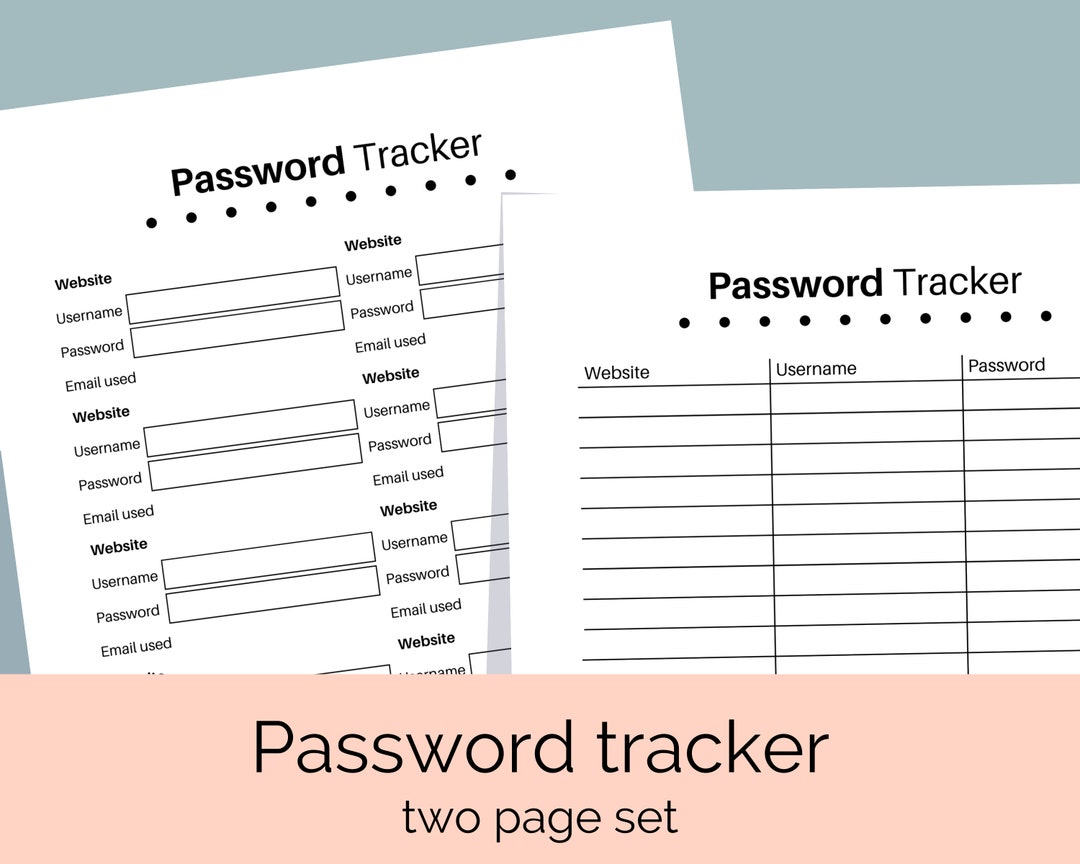 Password Tracker Printable, Username Keeper, Password Organizer ...