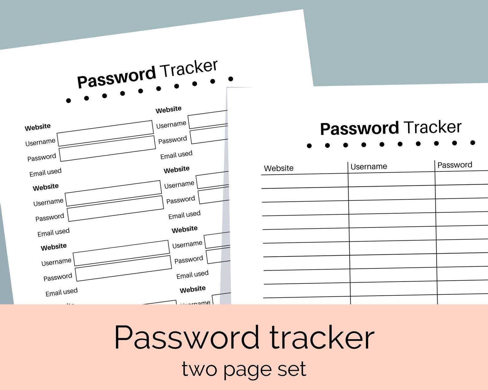 Password Tracker Printable, Username Keeper, Password Organizer ...