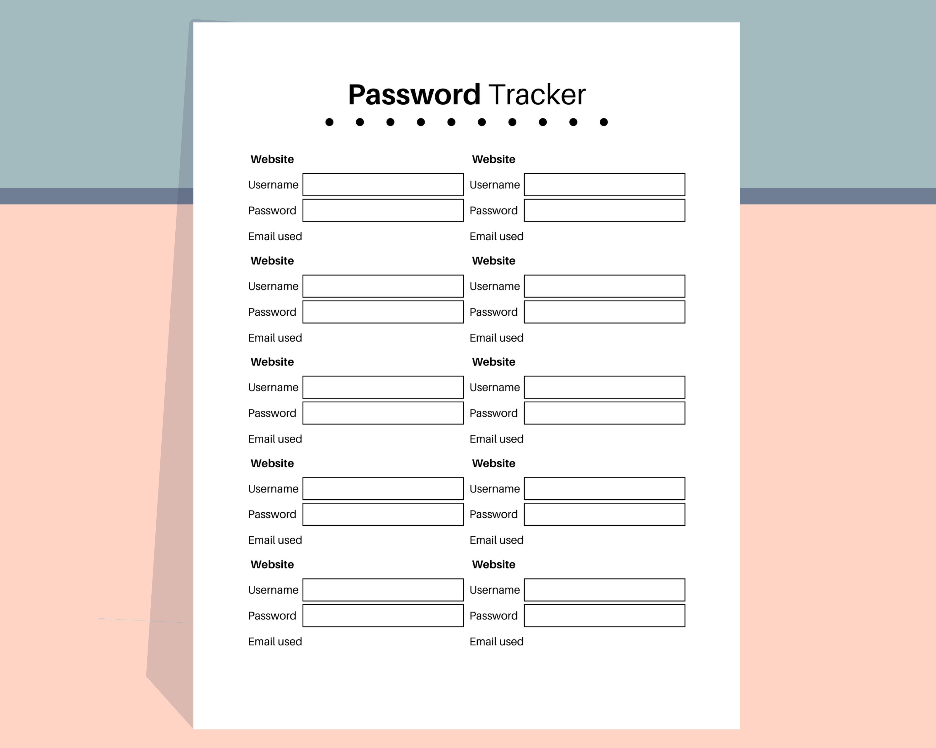 Password Tracker Printable, Username Keeper, Password Organizer ...
